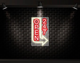 OPEN 24 Hours Neon Sign With Acrylic Board Neon Decor Neon Art Shop ...
