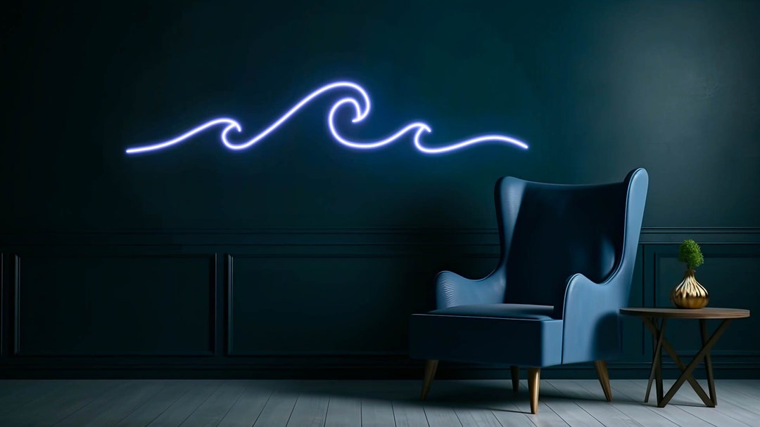 Wave Neon Sign, Wave Led Sign, Wave Wall Art Light Up, Wave Wall Lights ...