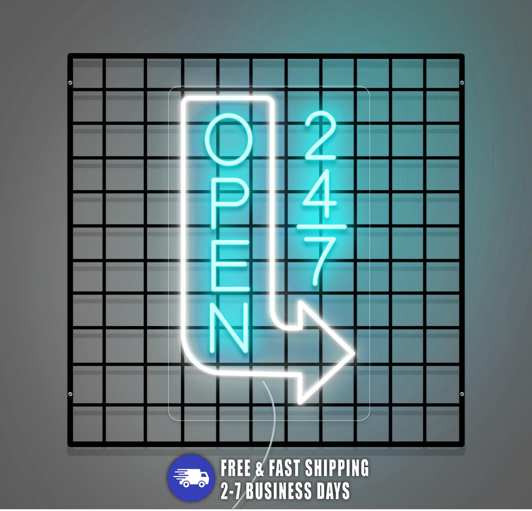 Outdoor Open 24/7 Sign Neon Arrow, Neon Open Lighted Sign, Bar LED Open ...