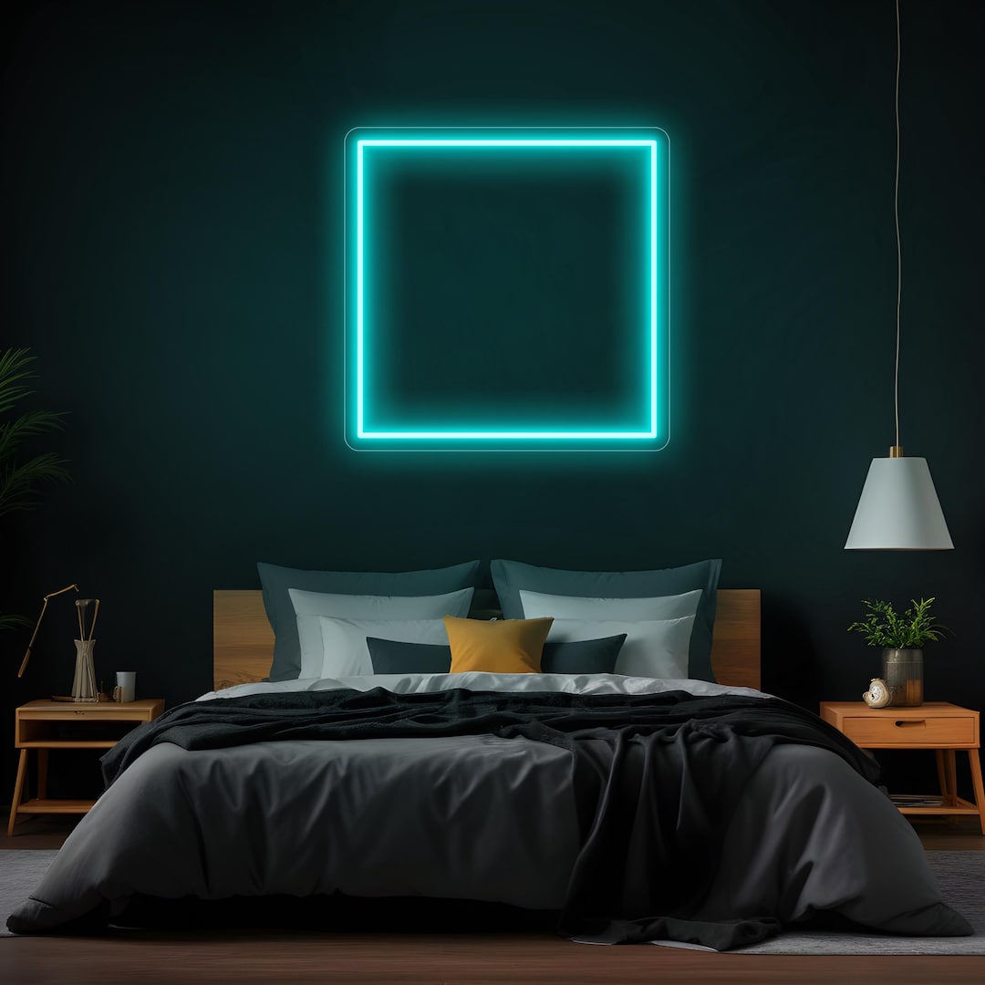 Square Led Neon Sign, Minimalistic Geometric Decor Gift, Abstract Neon ...