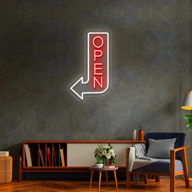 Vertical Arrow Neon Outdoor Open Sign, Waterproof LED Neon for ...