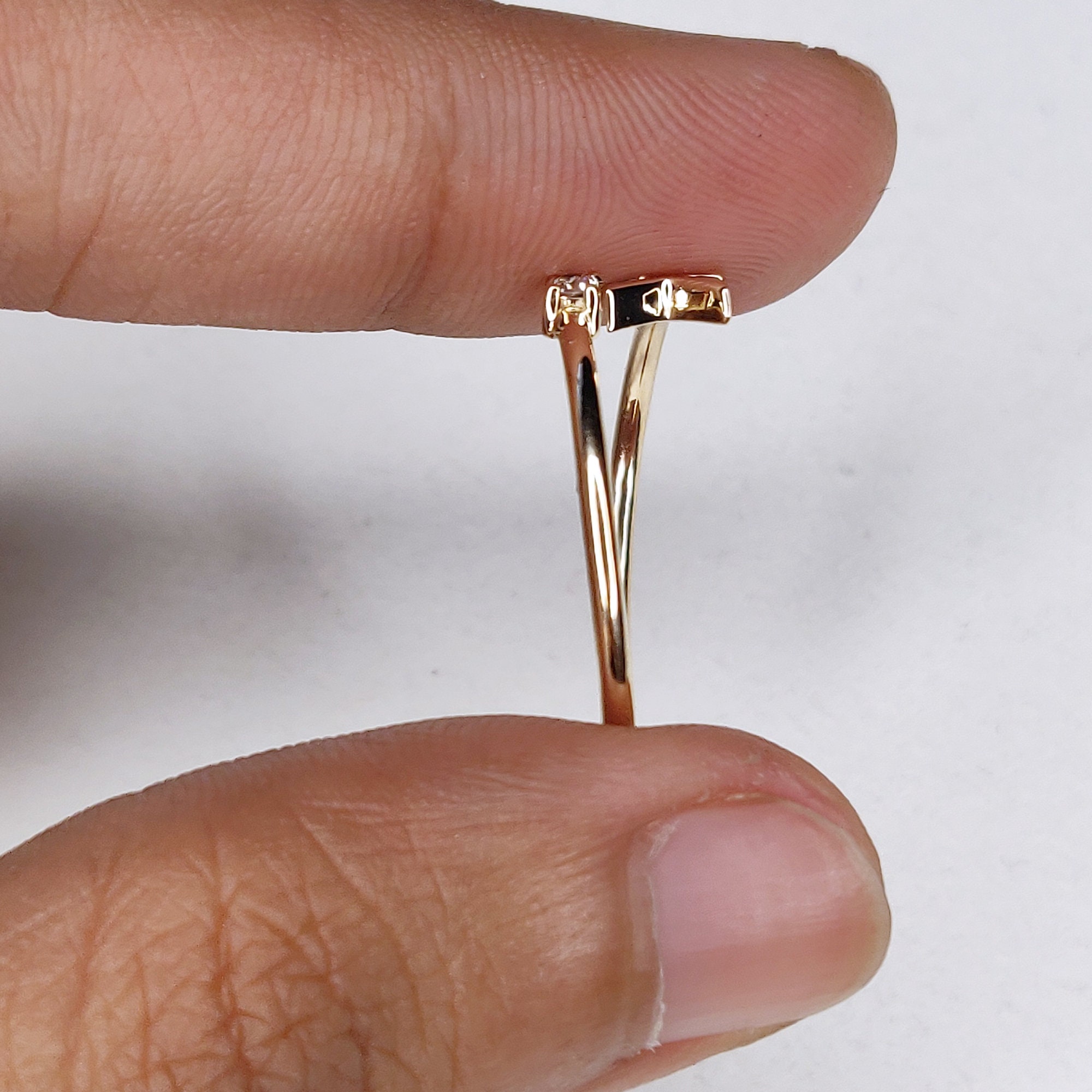 14k Dainty Gold Personalized Letter K Ring With Natural Diamond ...