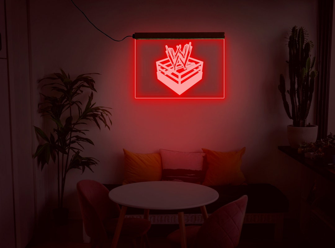 Wwe Neon Sign, Wwe Led Sign, Wrestling Neon Sign, Wwe Logo Sign ...