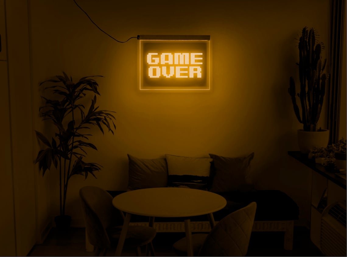 Game Over Neon Sign,game Over Led Sign,game Over Wall Art,game Over ...