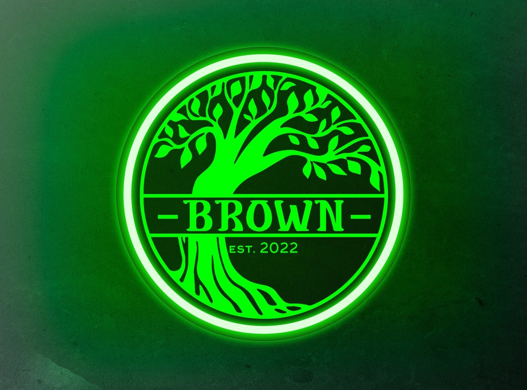 Custom Family Tree Neon Signpersonalized Family Last Name Led - Etsy