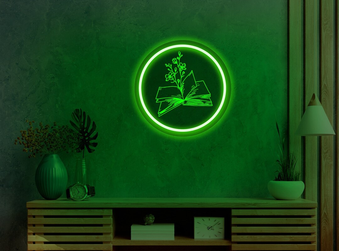 Book Neon Sign, Book Led Sign, Book Neon Light, Book Led Light, Library ...