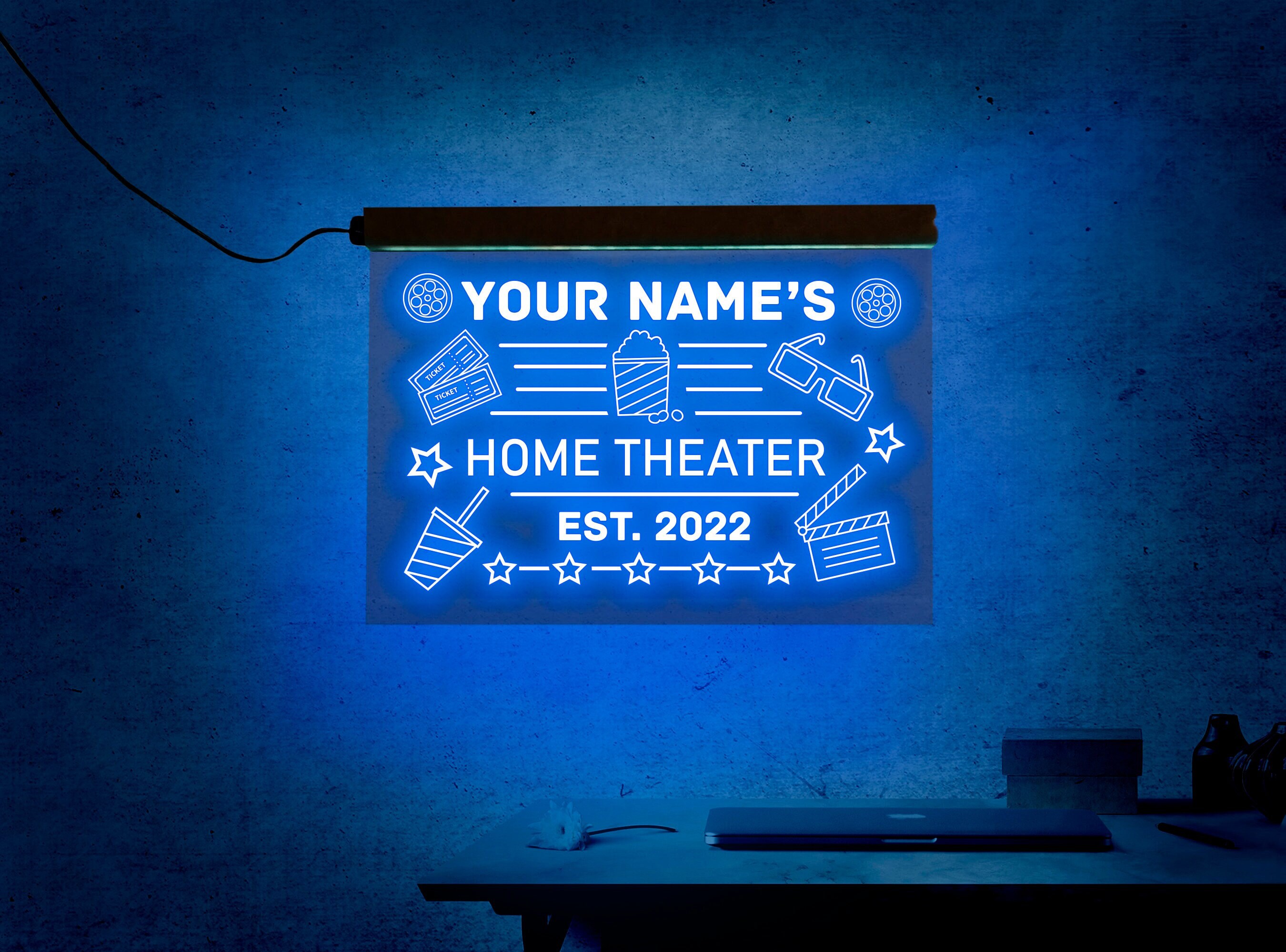 Home Theater Light Sign,home Theater Wall Decor,home Theater Neon Sign ...