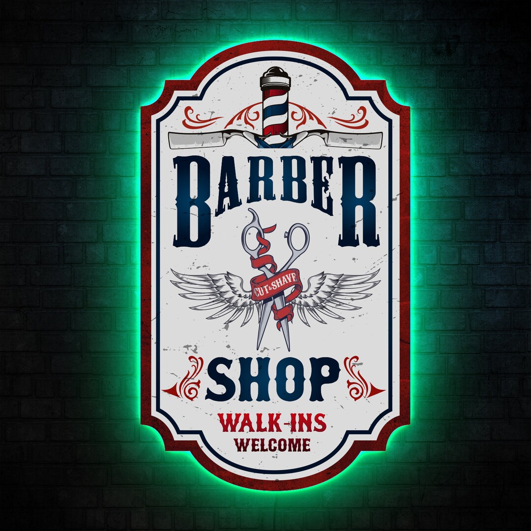 Barber Shop Led Sign, Barber Led Logo, Barber Light Sign, Men Hair ...