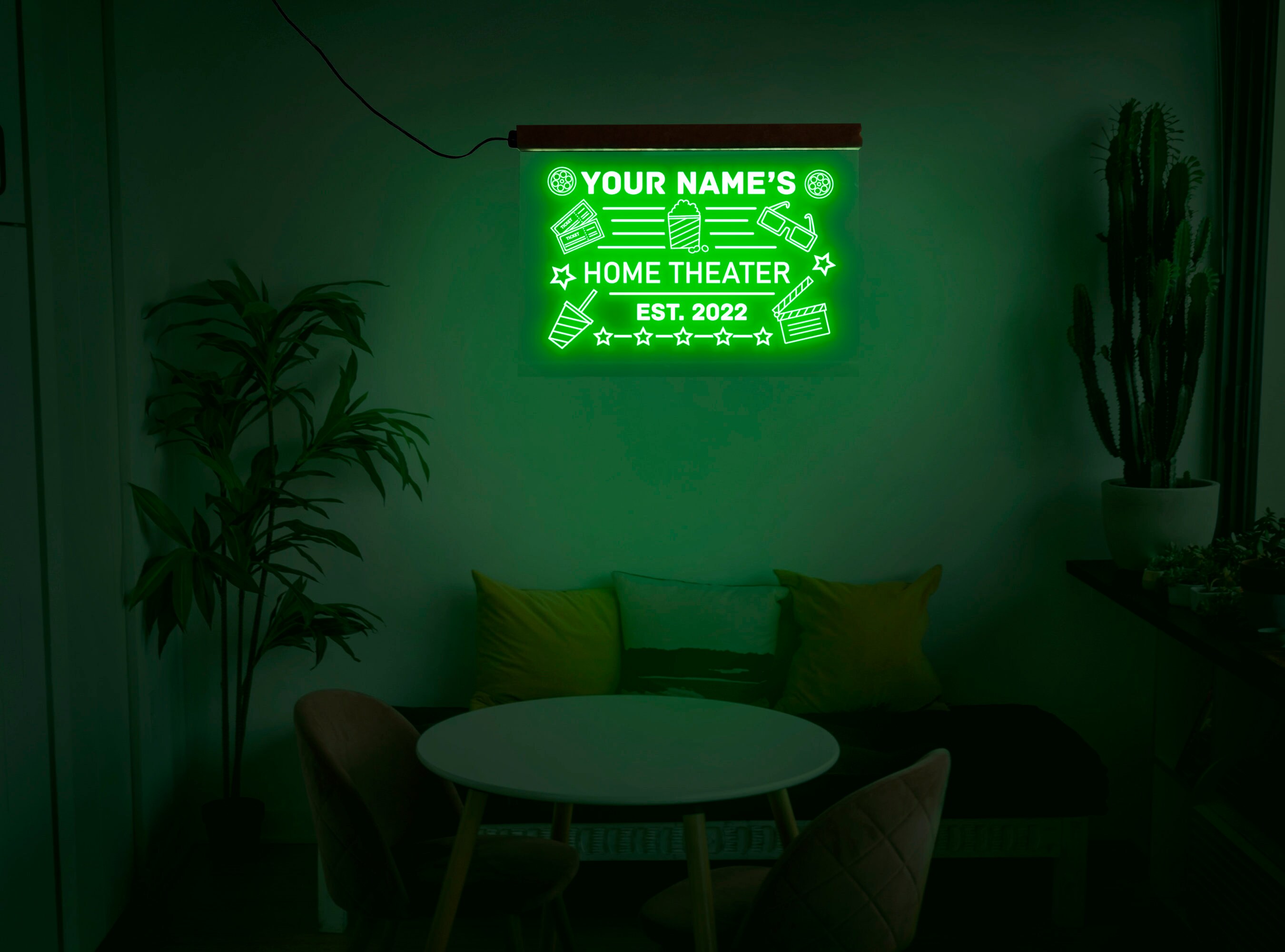 Home Theater Light Sign,home Theater Wall Decor,home Theater Neon Sign ...