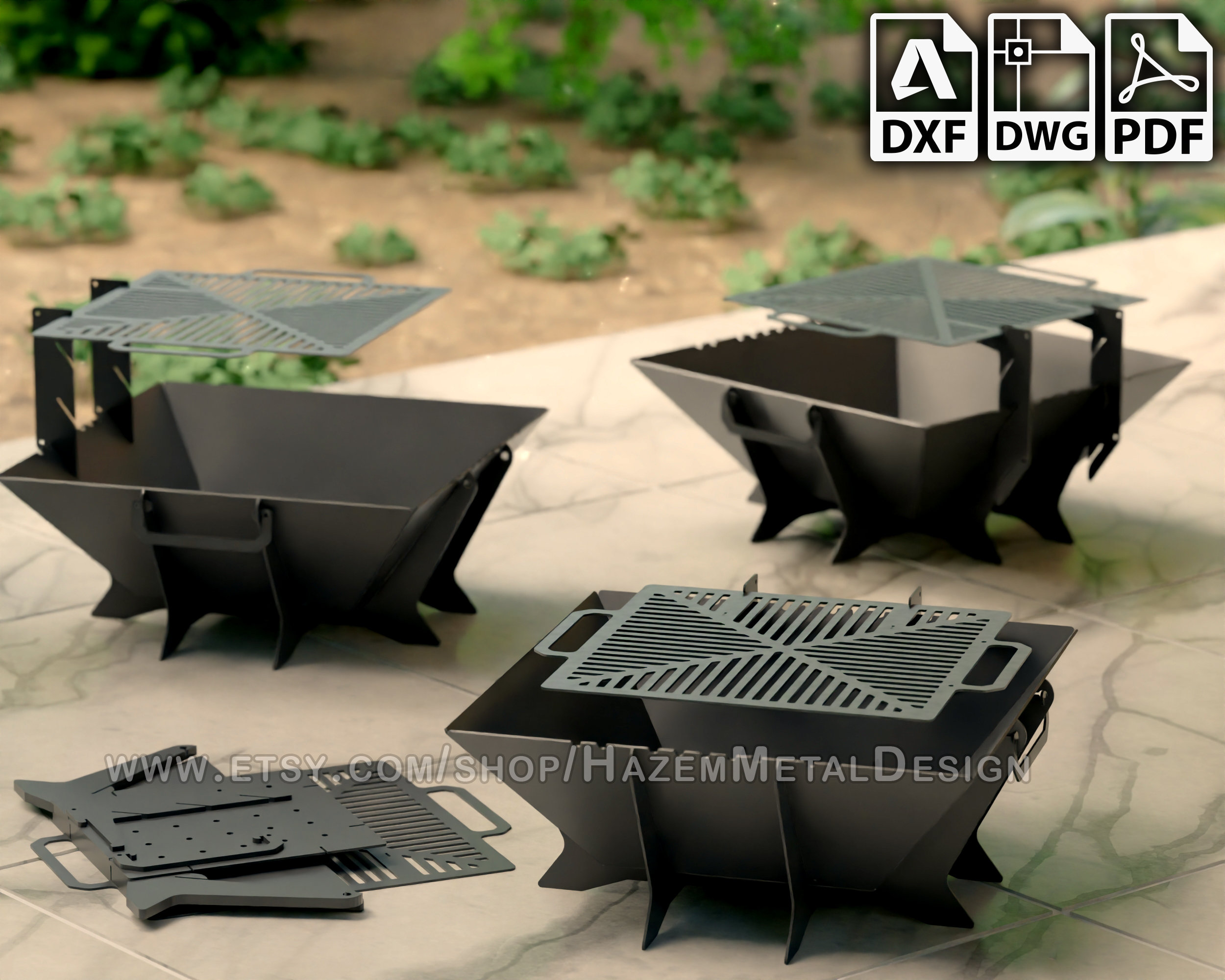 BBQ Grill DXF Foldable Portable Fire Pit Digital Product for - Etsy