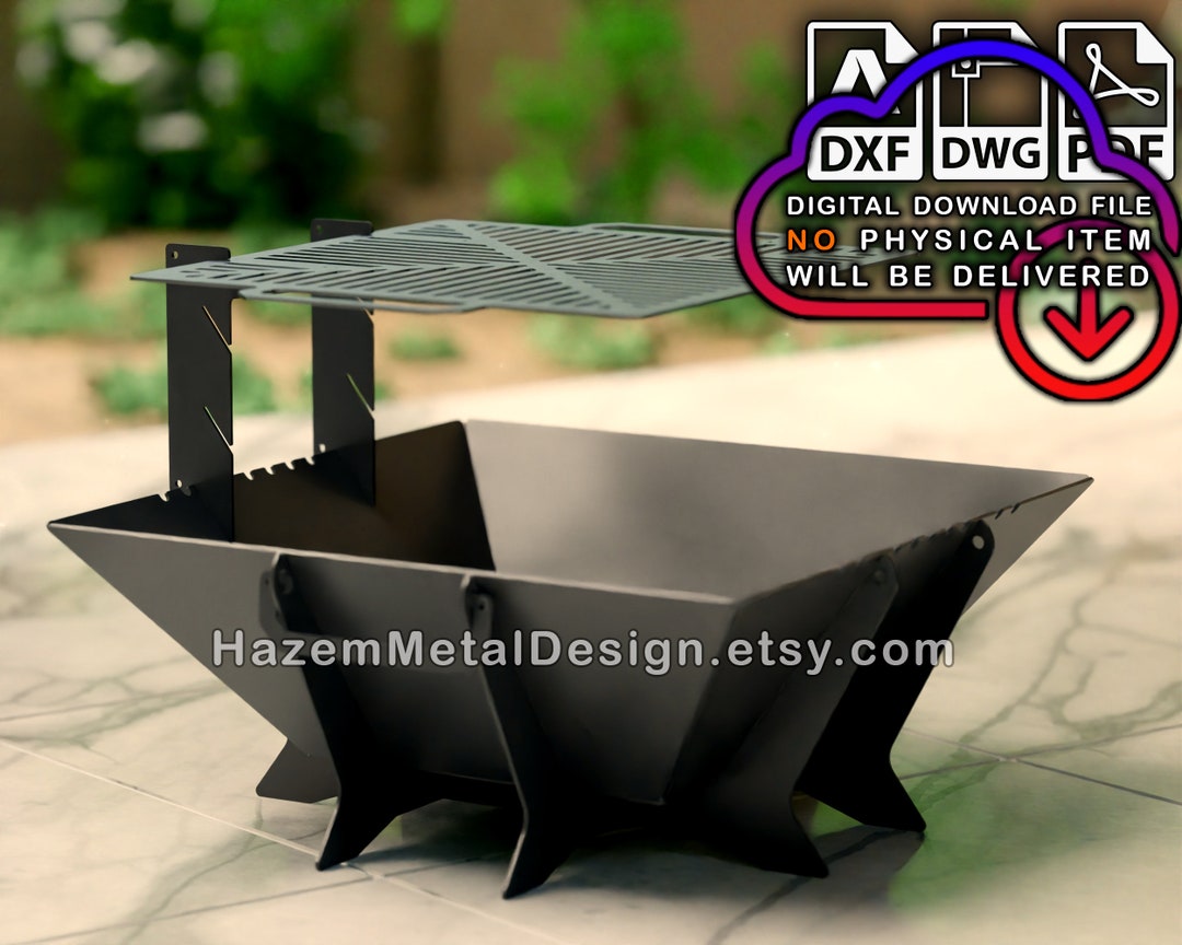 BBQ Grill DXF, Foldable Portable Fire Pit, Digital Product for Metal ...