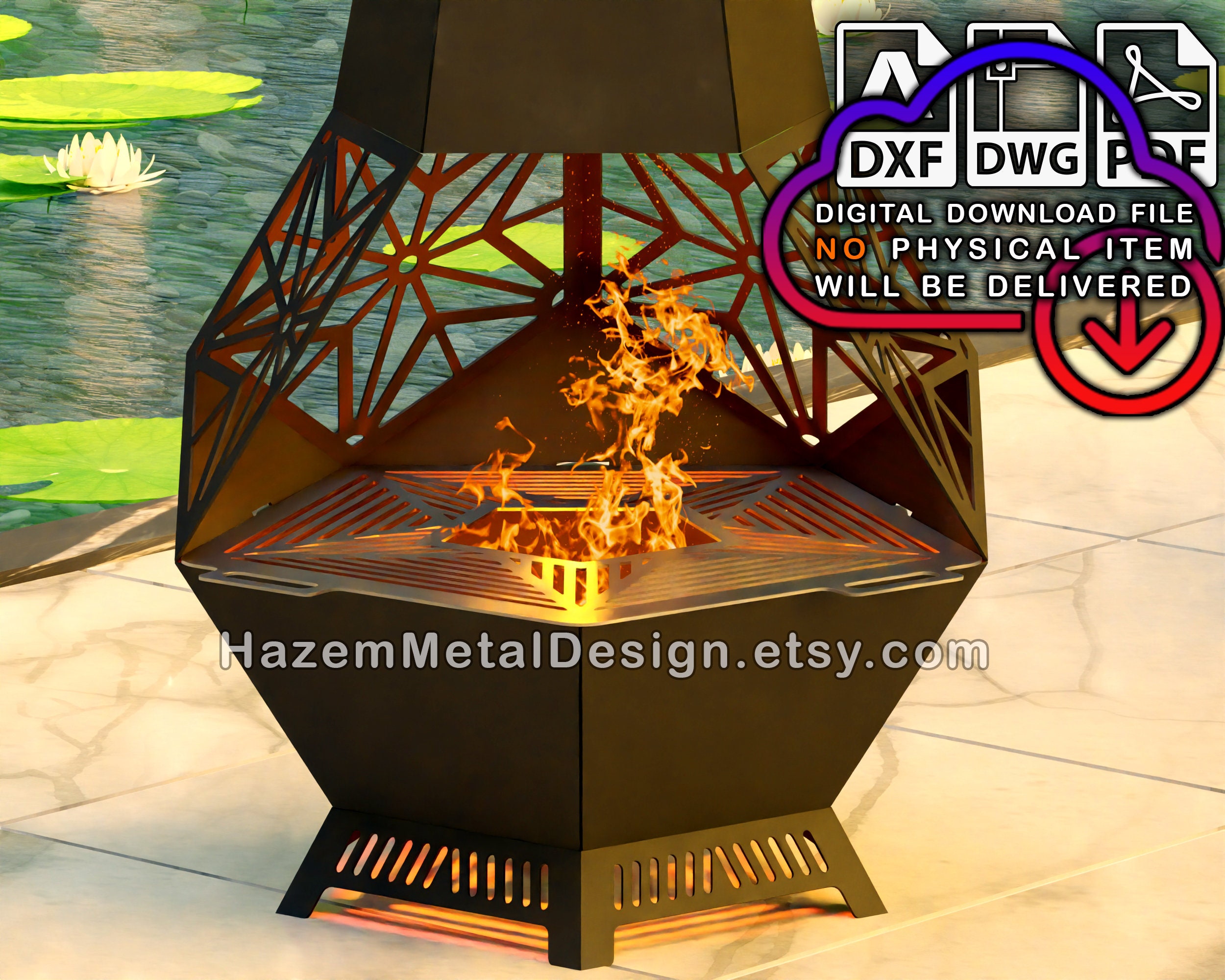 Grill Dxf, Pentagonal BBQ Grid, Digital Product for Metal Fabricators ...