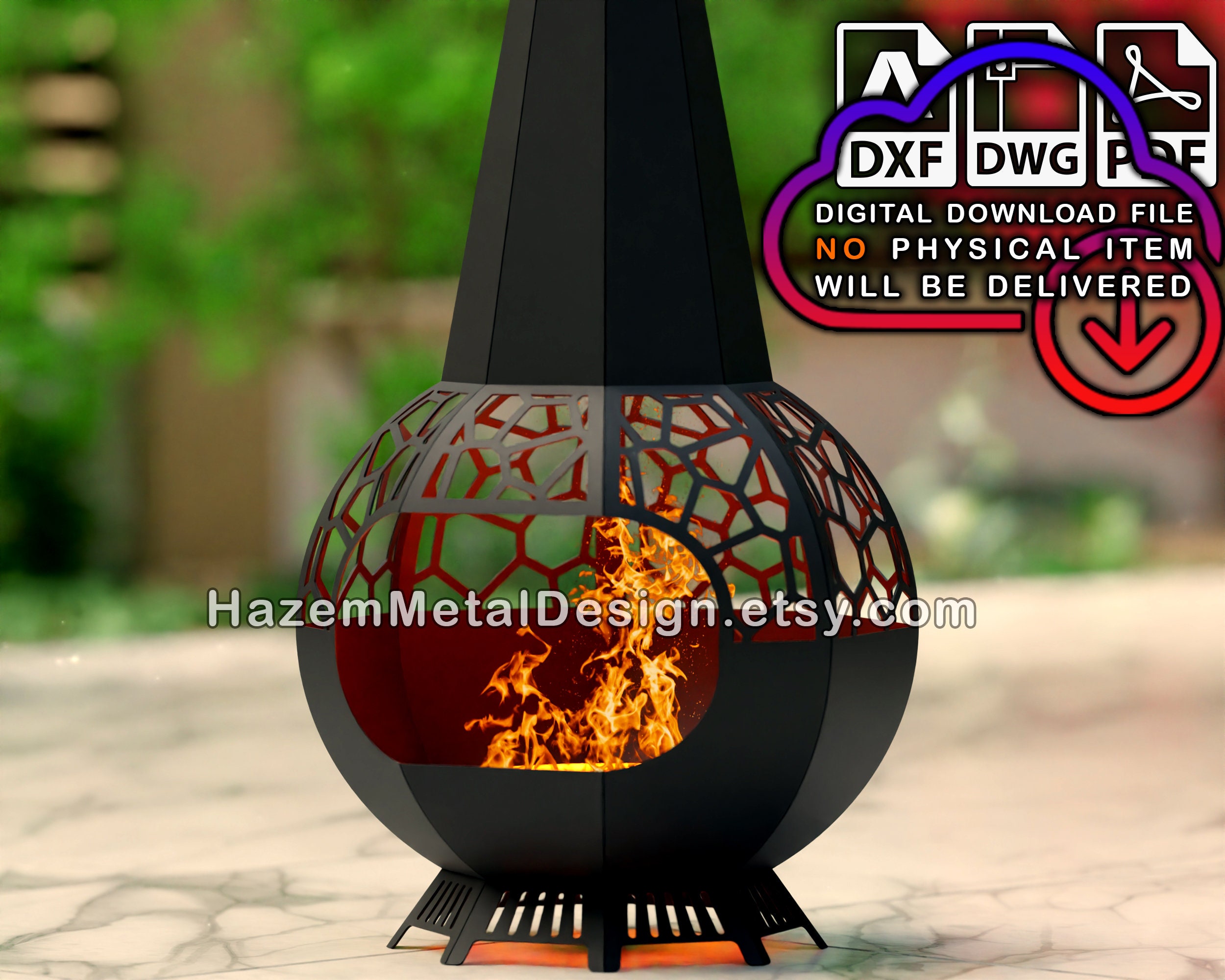 Fire Pit DXF, Octagon Sphere Fireplace Plan, Digital Product for Metal ...
