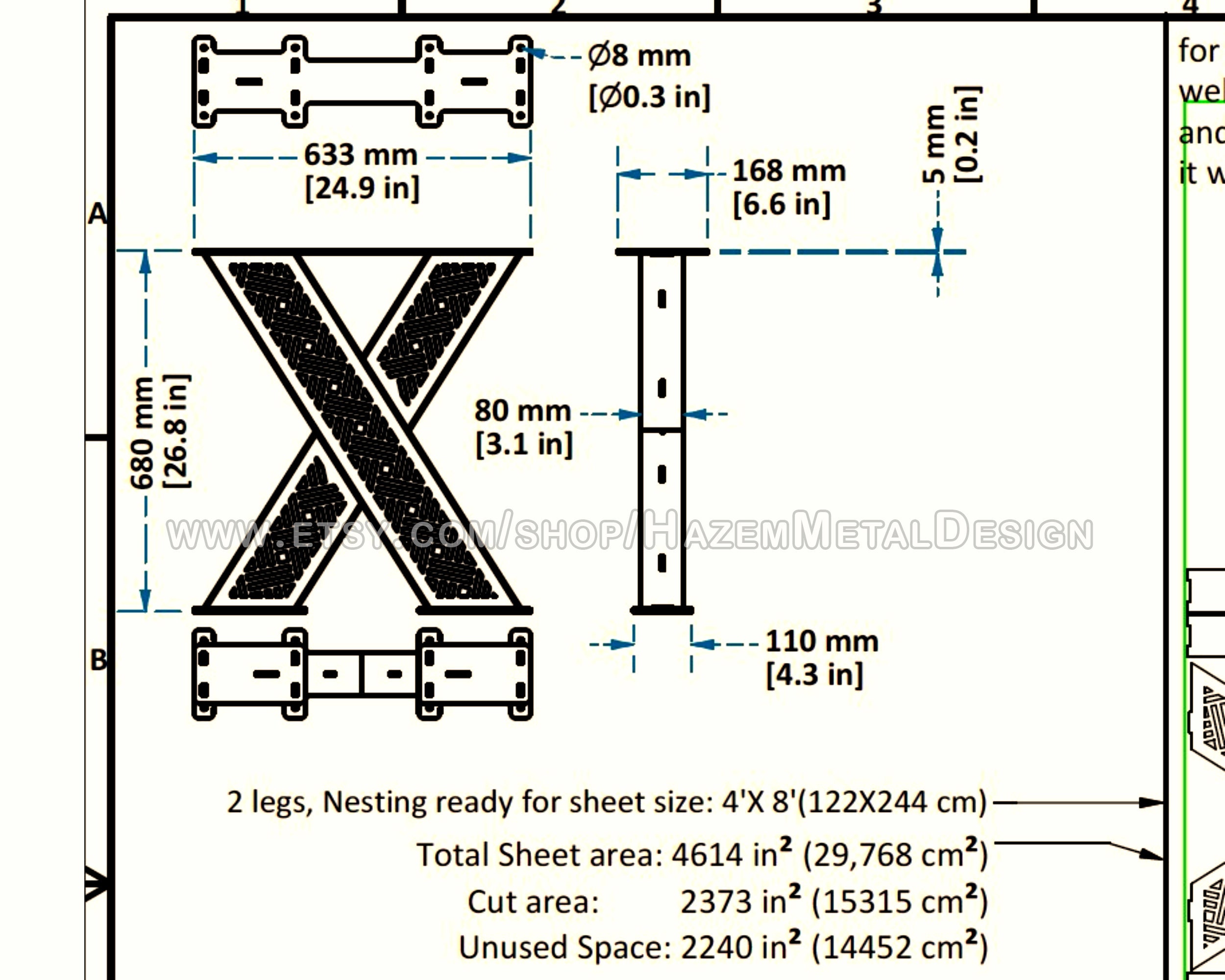 X Table Legs DXF, Digital Product for Metal Fabricators, Files DXF DWG ...