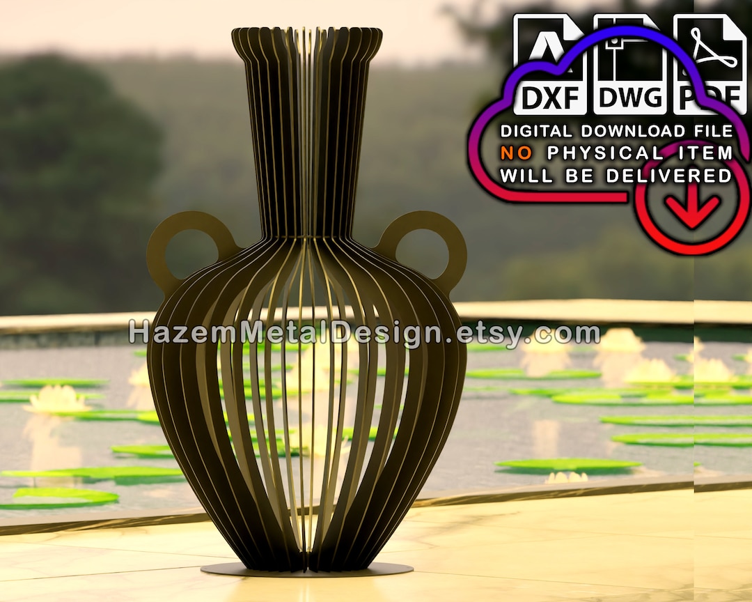 Laser Cut Vase, DXF Cutting Plan, Indoor Outdoor Steel Decor, Digital ...