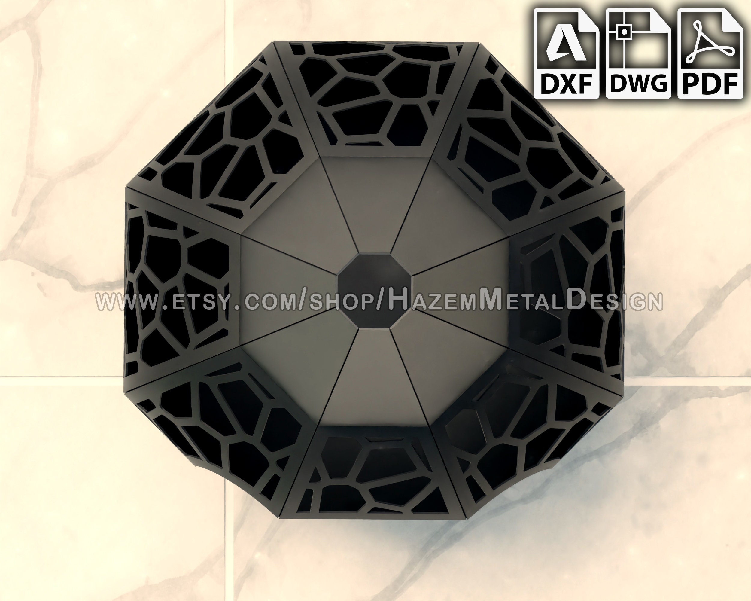 Fire Pit DXF, Octagon Sphere Fireplace Plan, Digital Product for Metal ...
