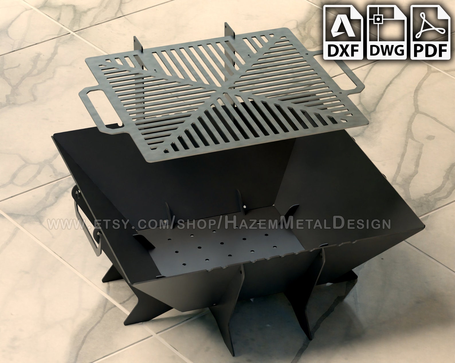 BBQ Grill DXF Foldable Portable Fire Pit Digital Product for - Etsy