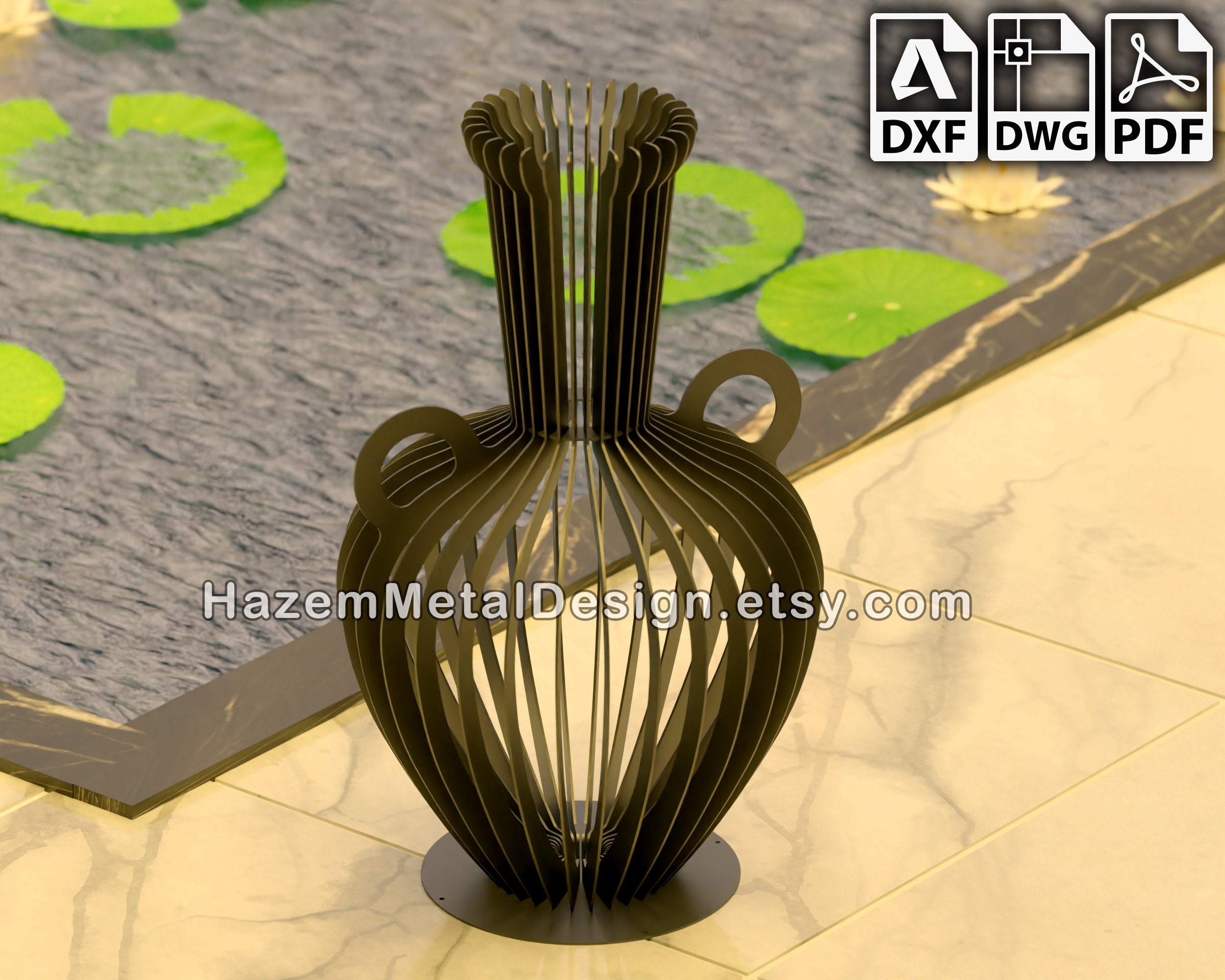 Laser Cut Vase, DXF Cutting Plan, Indoor Outdoor Steel Decor, Digital ...