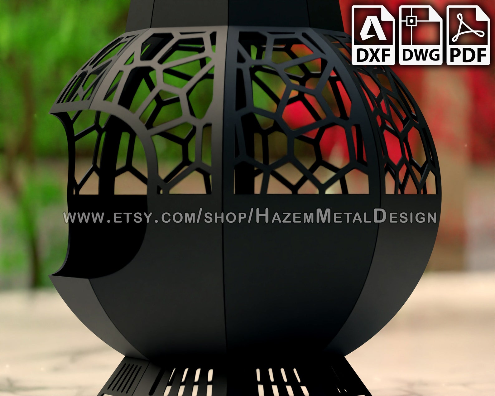 Fire Pit DXF, Octagon Sphere Fireplace Plan, Digital Product for Metal ...