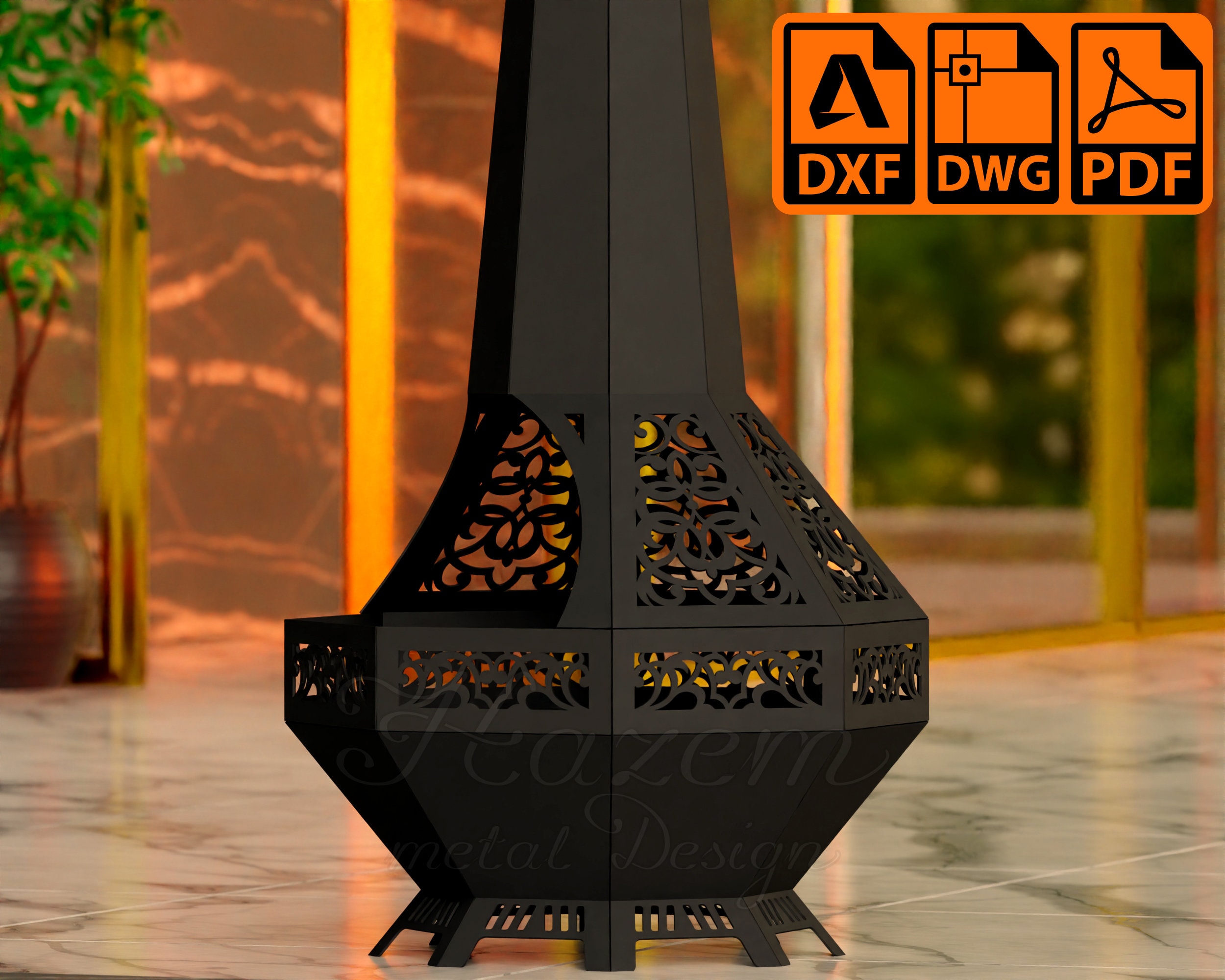 Chiminea Fire Pit Dxf Octagon Fireplace Digital Product for - Etsy ...
