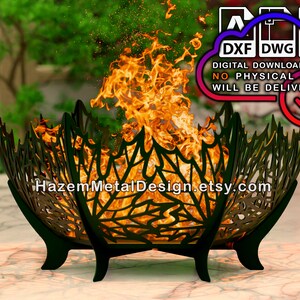 Fire Pit DXF, Fall Leaves Hexagon Fire Bowl, Digital Product for Metal ...