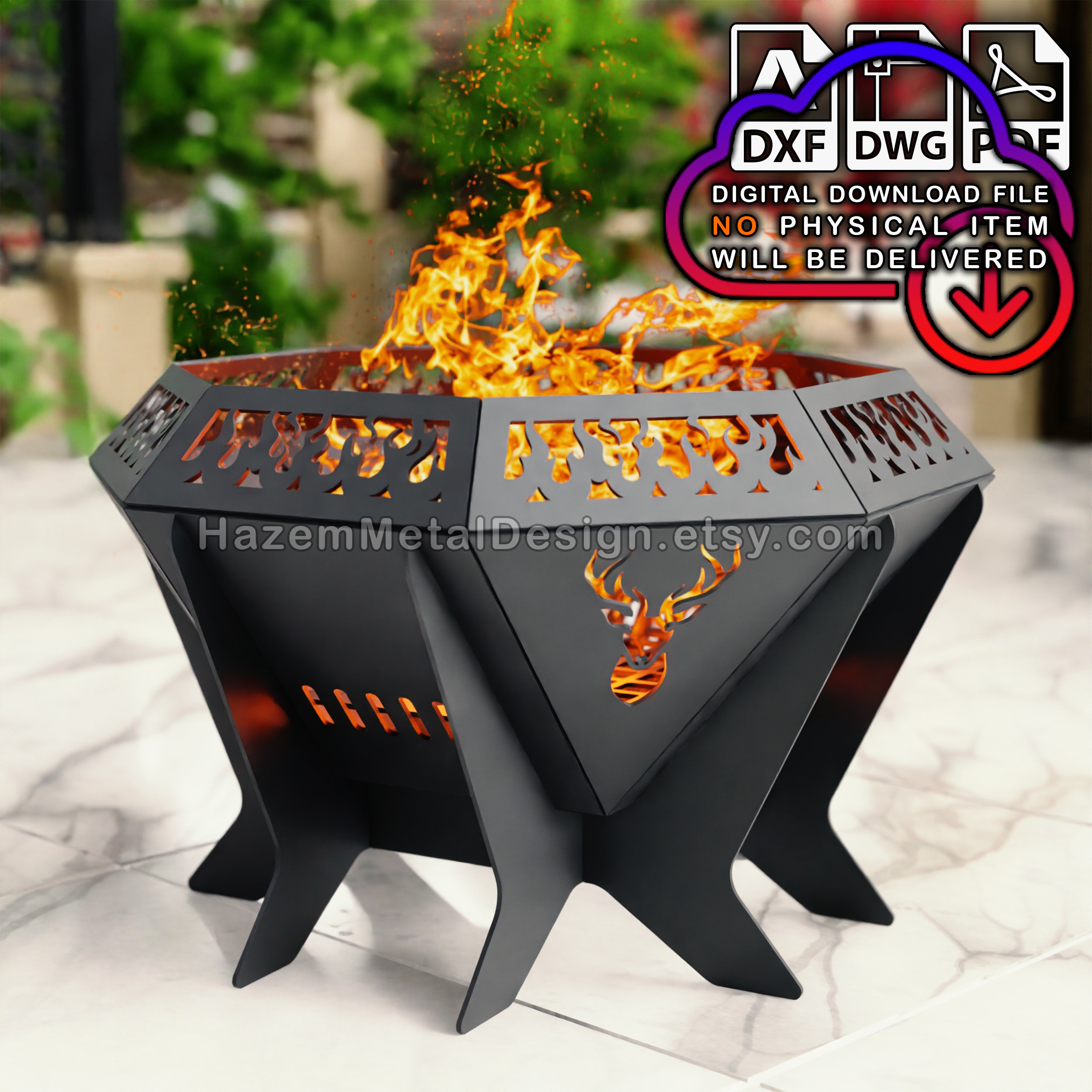 Deer Fire Pit, DXF Cutting Plan, Digital Product for Metal Fabricators ...