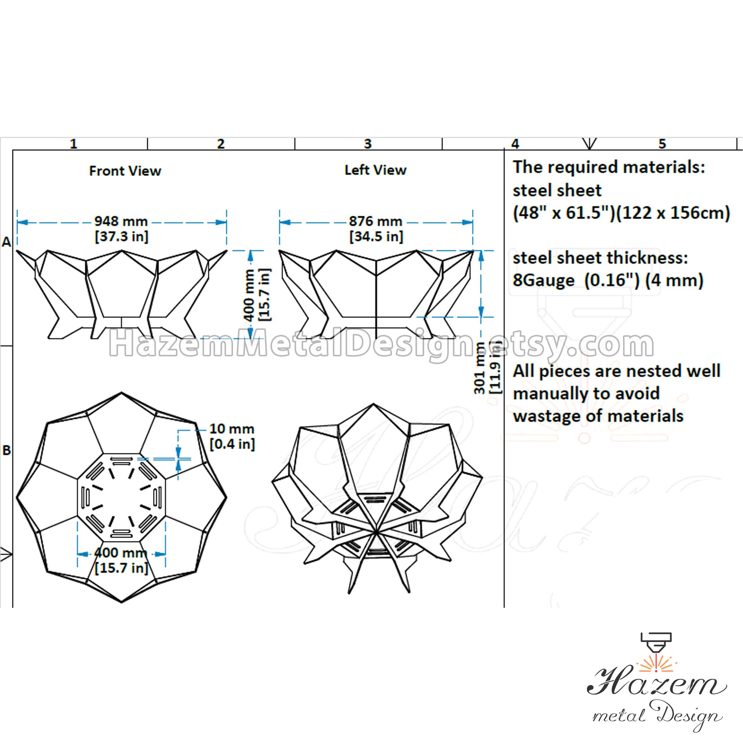 Fire Pit Dxf, Octagon Fire Bowl, Digital Product for Metal Fabricators ...
