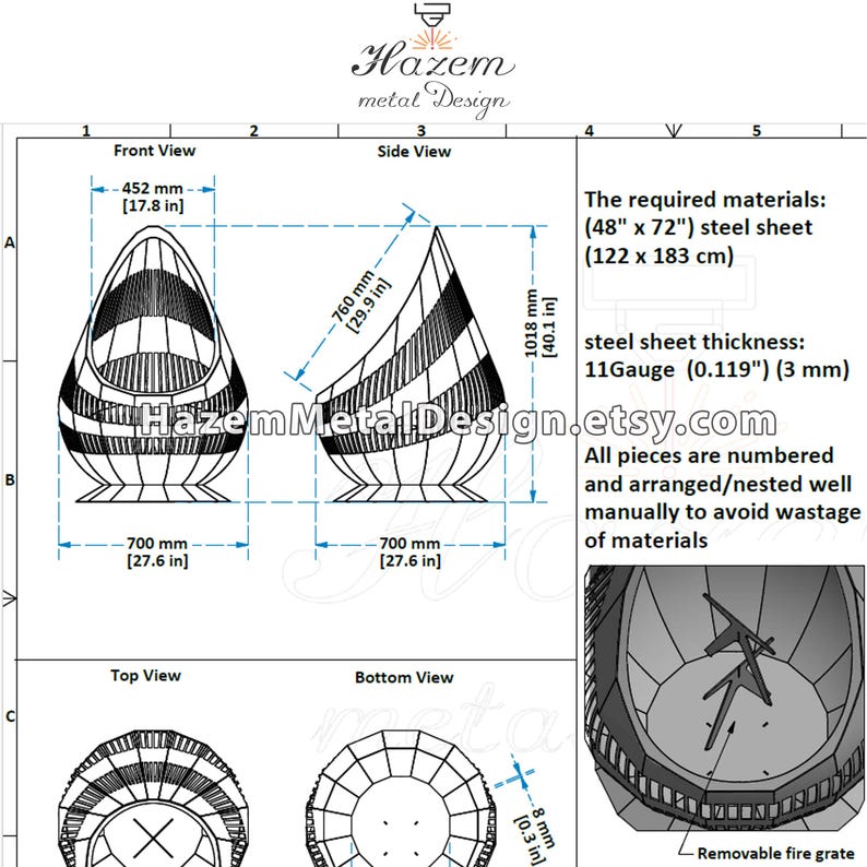 Teardrop Fire Pit DXF Plan: Metal Fabricator Ready (digital Download ...