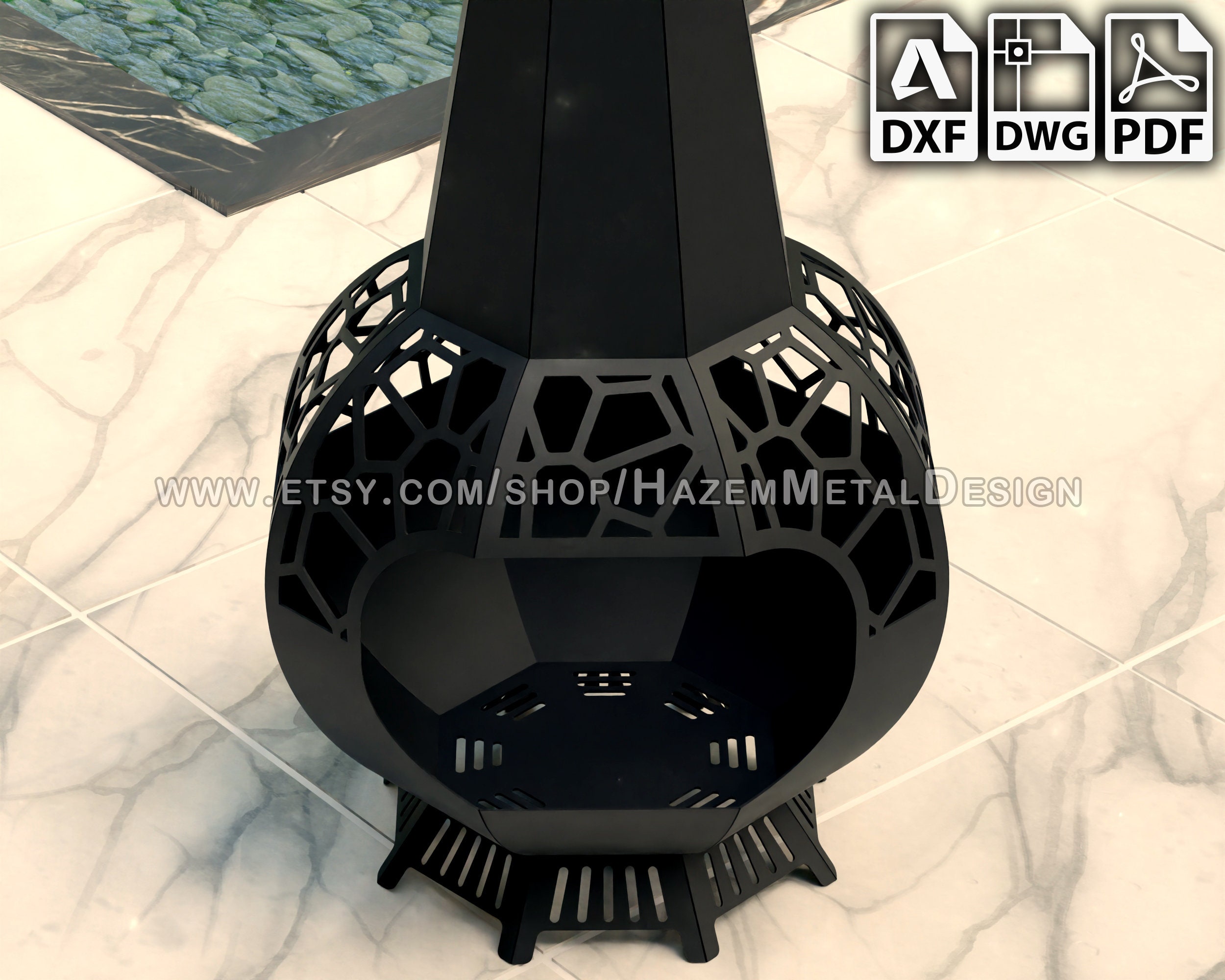 Fire Pit DXF, Octagon Sphere Fireplace Plan, Digital Product for Metal ...