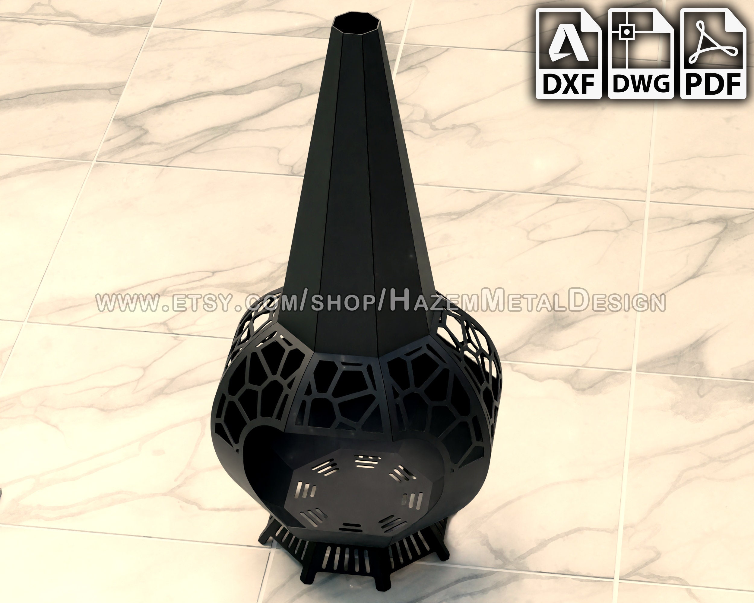 Fire Pit DXF, Octagon Sphere Fireplace Plan, Digital Product for Metal ...