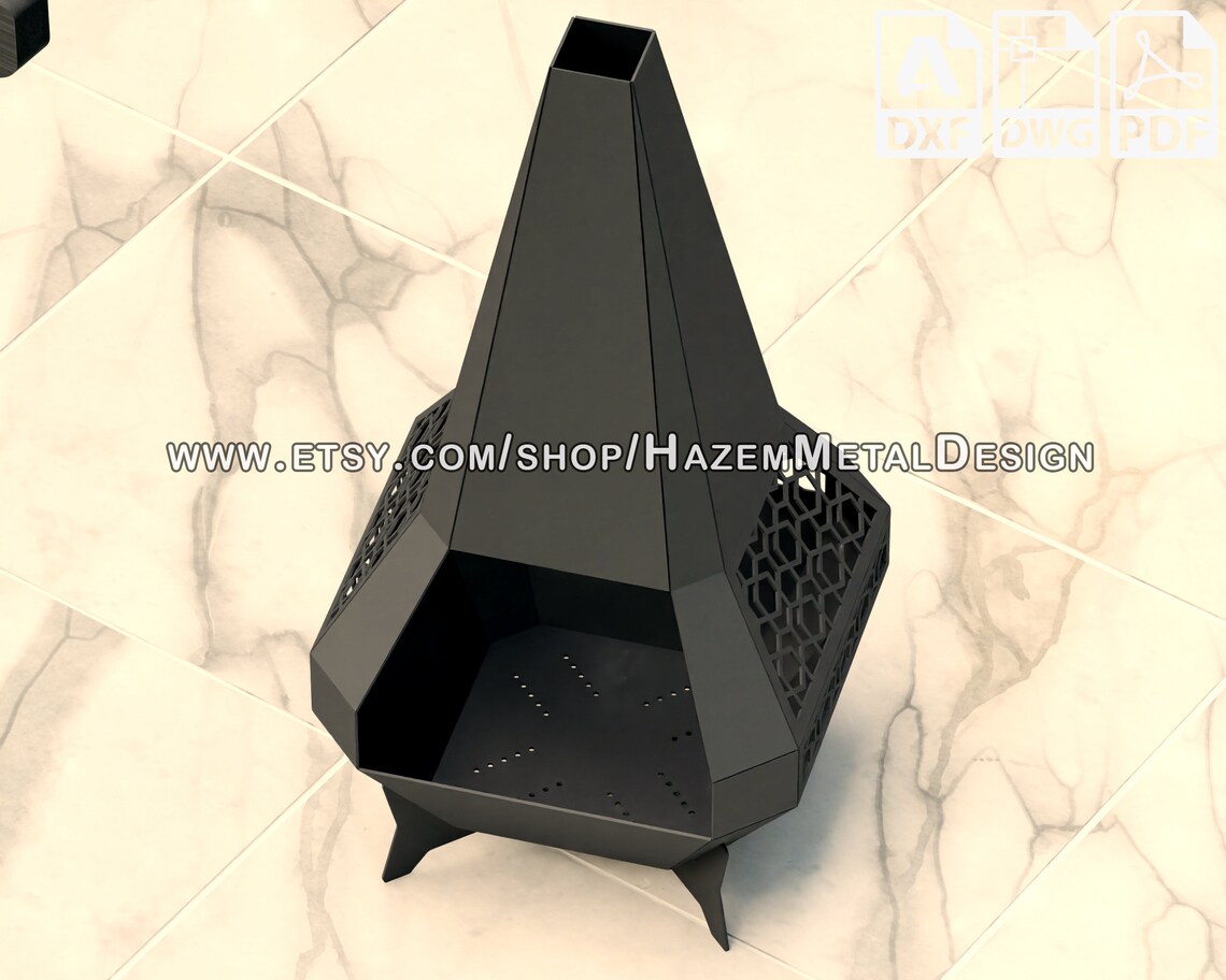 Chimney Fire Pit DXF File: Octagon Fireplace Plans (digital Download ...