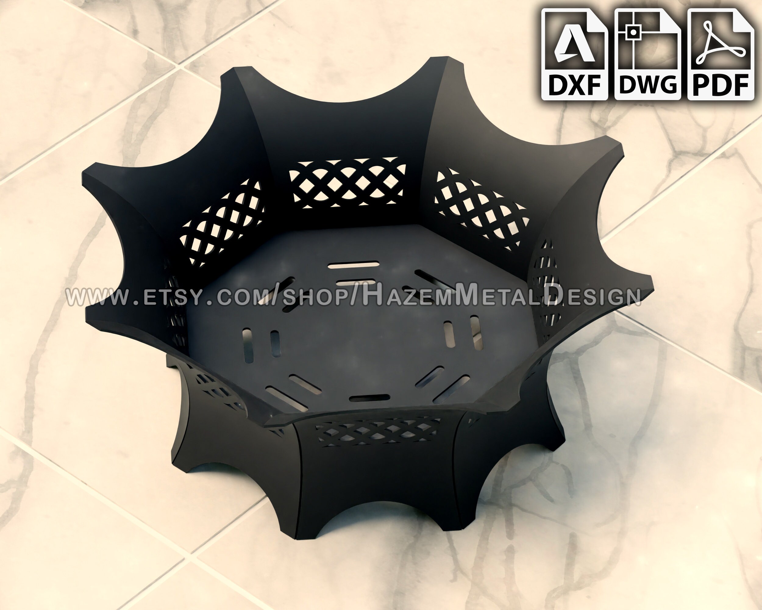 Octagon Fire Pit DXF, Decorative Fire Bowl, Digital Product for Metal ...