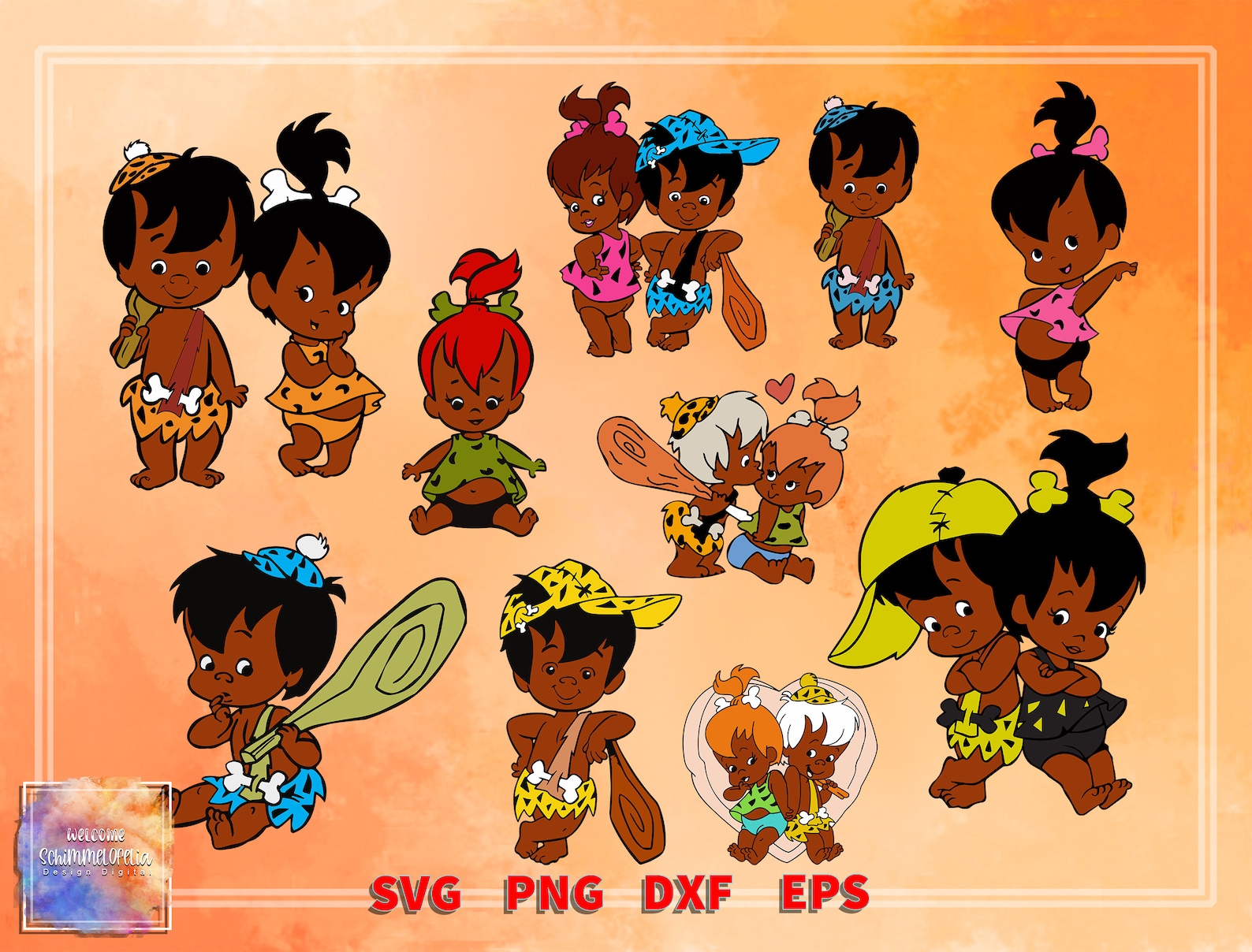 Flintstones Inspired Svg Pebbles & Bamm Bamm Svg African | Etsy