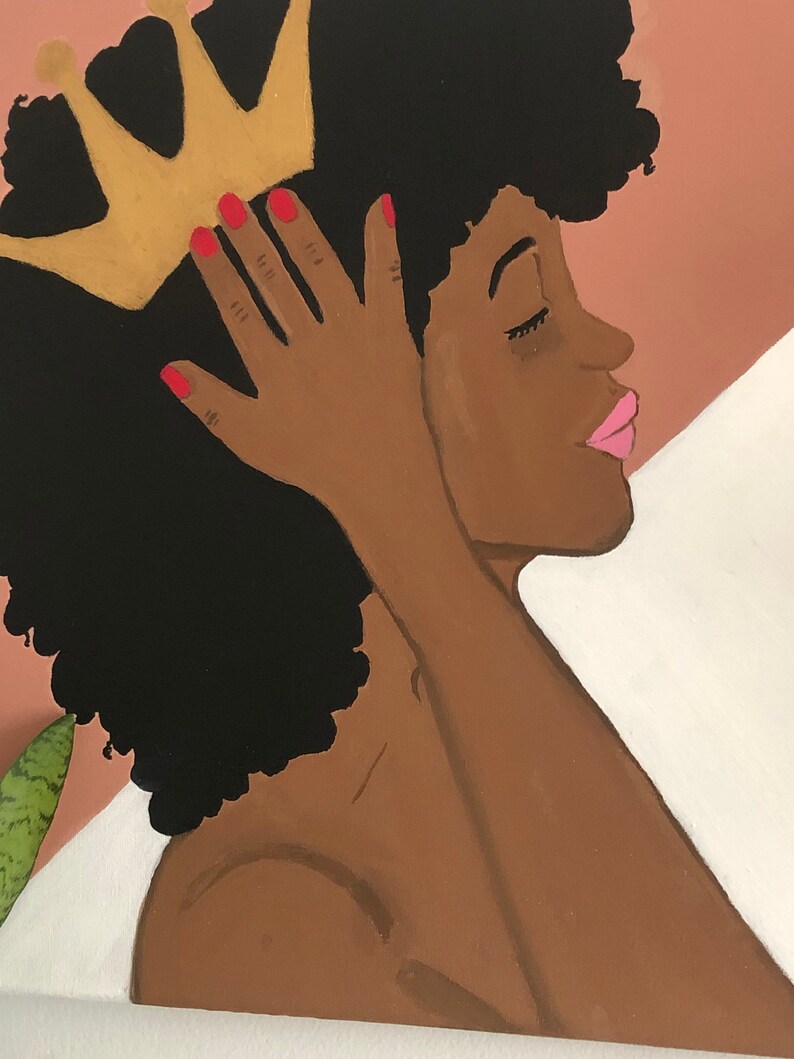 Black Woman With Afro Portrait| Acrylic Painting| Black Art | Wall Art ...