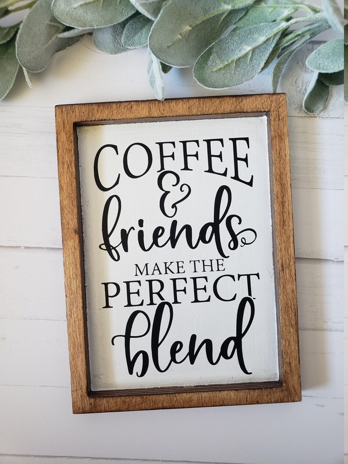 Coffee and Friends Sign | Framed Wood Sign | Rustic Farmhouse Style ...