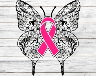 Breast Cancer Survivor SVG, Butterfly Awareness Ribbon Svg, Cancer ...