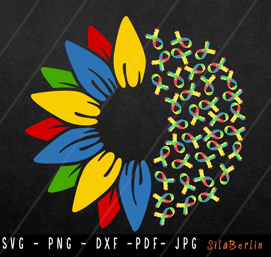 Sunflower Autism SVG, Autism Awareness SVG PNG, Puzzle Piece Svg ...