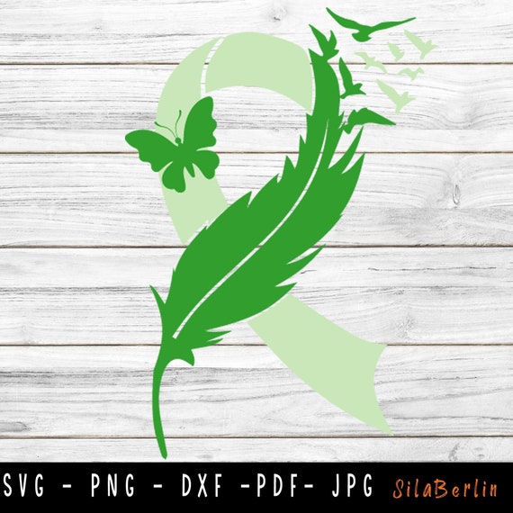 Feather Green Ribbon SVG Celiac Disease Svg Awareness Ribbon | Etsy
