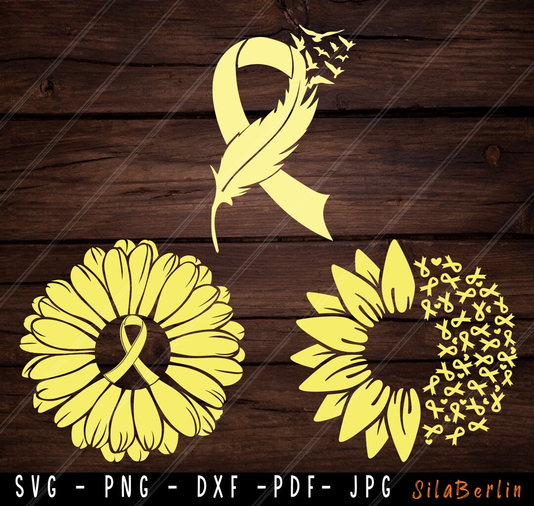 Buy Sunflower Bone Cancer Awareness SVG Bundle: Feather Ribbon Cut File ...