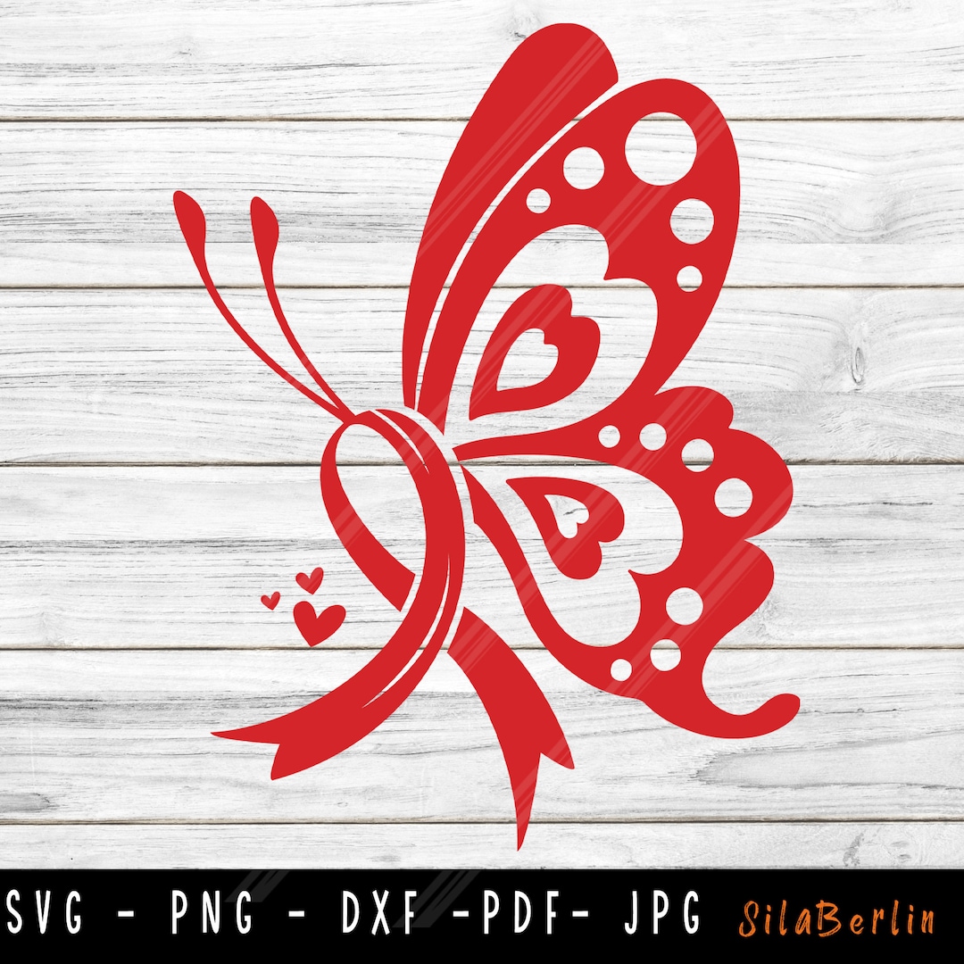 Red Ribbon Butterfly SVG, HIV Awareness, Cut File (digital Download) - Etsy
