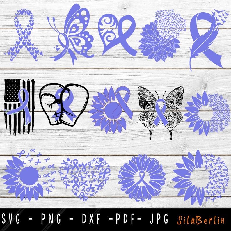Acid Reflux Awareness SVG Bundle: Periwinkle Ribbon Designs (digital ...