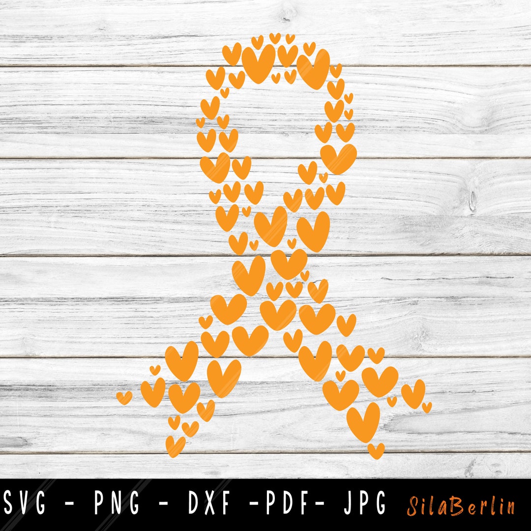 Amber Heart Ribbon SVG: Appendix Cancer Awareness Clipart (digital ...