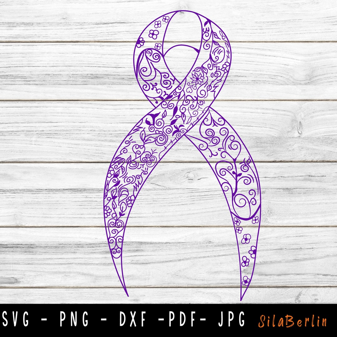 Purple Ribbon SVG, Cystic Fibrosis Svg, Awareness Ribbon Svg, Cystic ...