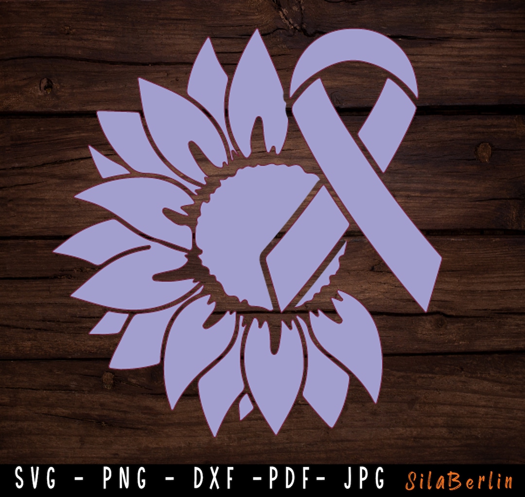 Stomach Cancer Awareness SVG: Periwinkle Ribbon Sunflower (digital ...