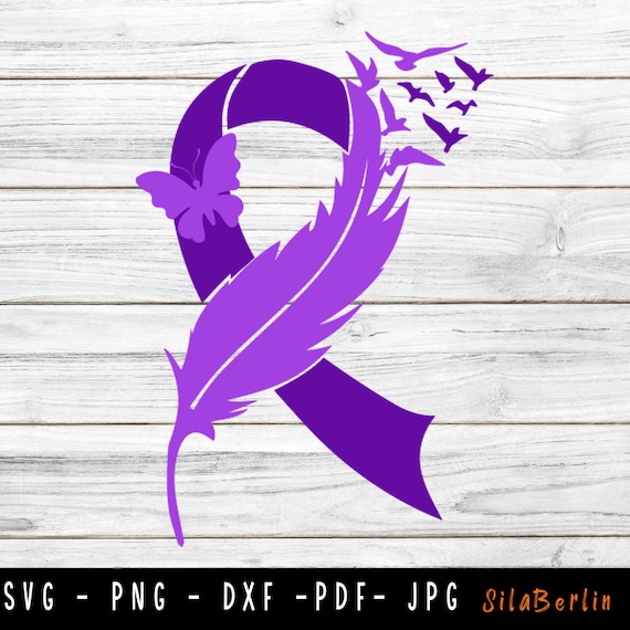 Feather Purple Ribbon SVG Systemic Lupus Svg Awareness - Etsy