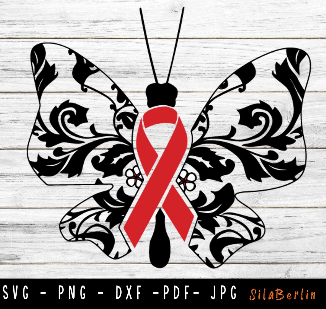Butterfly HIV Awareness Svg, Red Ribbon SVG, Cricut Cut File - Etsy