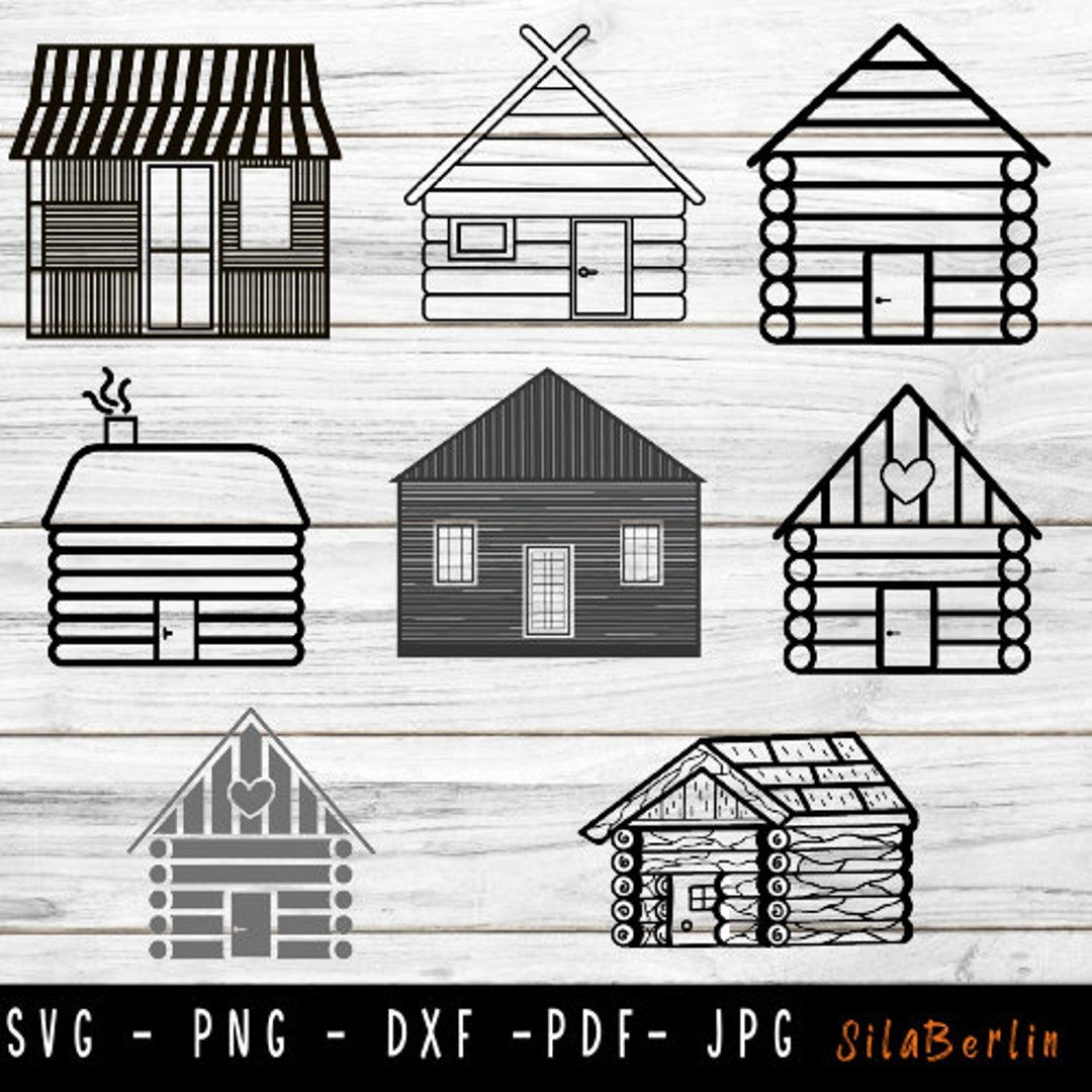 Cabin Bundle Svg, Cabin Clipart Set, Camping Cut File, Wood House Svg ...