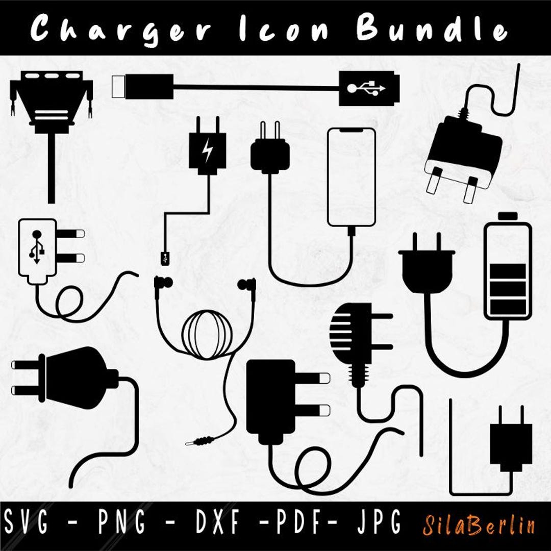 Charger Icon SVG Bundle: Phone, Cellphone Clipart (digital Download) - Etsy
