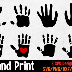 Hand Print SVG Bundle, Hand Prints Svg ,hand Print PNG, Double Hands ...