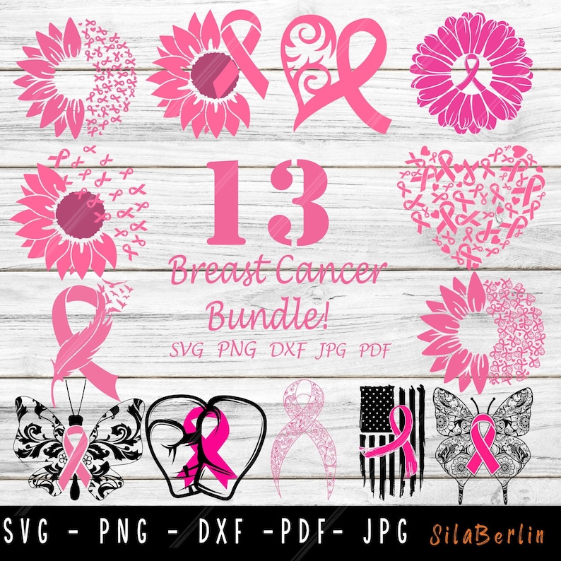 Sunflower Breast Cancer Bundle SVG Feather Breast Cancer - Etsy